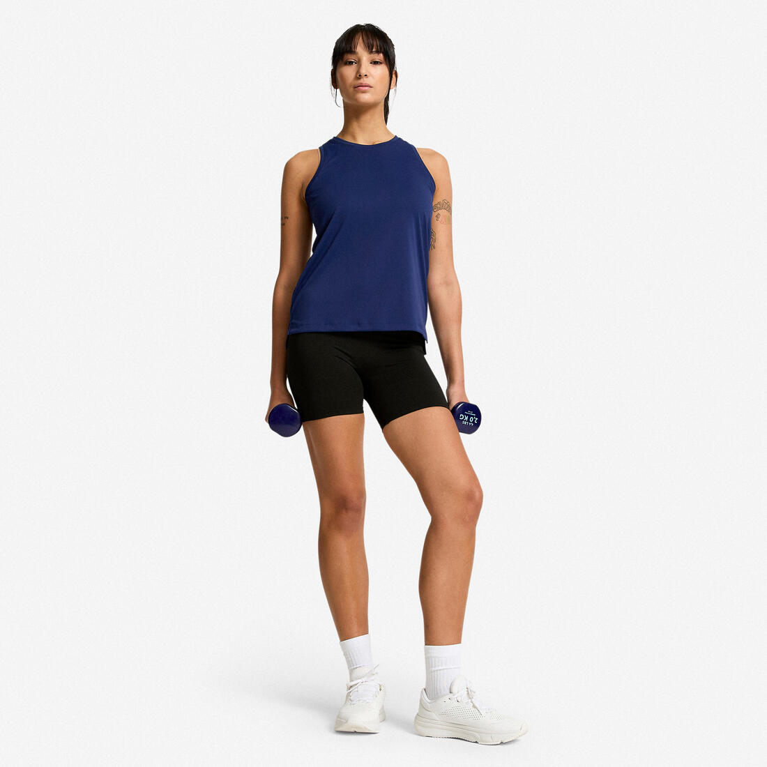 Women's Straight-Cut Sleeveless Fitness T-Shirt - Smoked Black ...