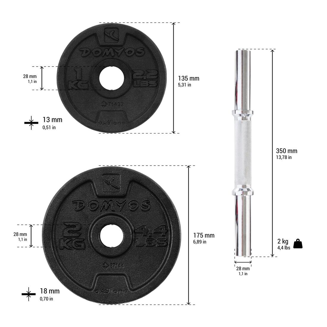 10 kg cast iron barbell set for weight training, 80% recycled ...