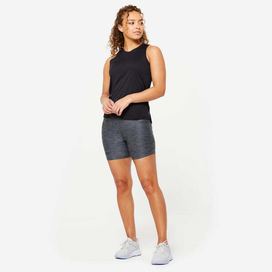 Women's Straight-Cut Sleeveless Fitness T-Shirt - Smoked Black ...