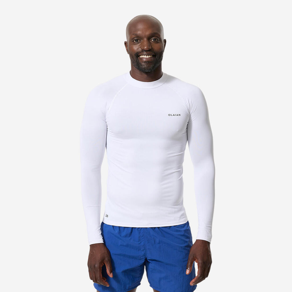 100 Men's Long Sleeve UV Protection Surfing Top T-Shirt - White ...