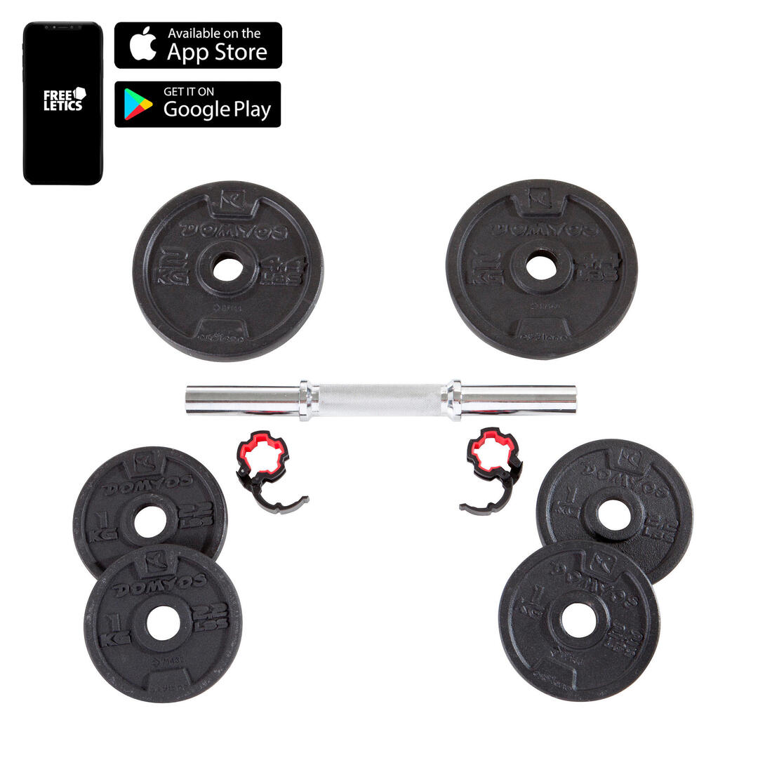 10 kg cast iron barbell set for weight training, 80% recycled ...