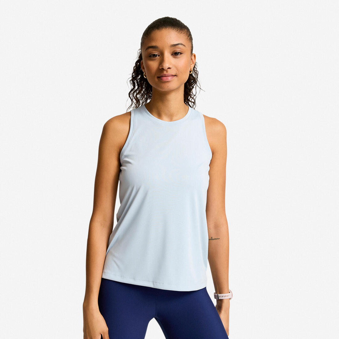 Women's Straight-Cut Sleeveless Fitness T-Shirt - Smoked Black ...