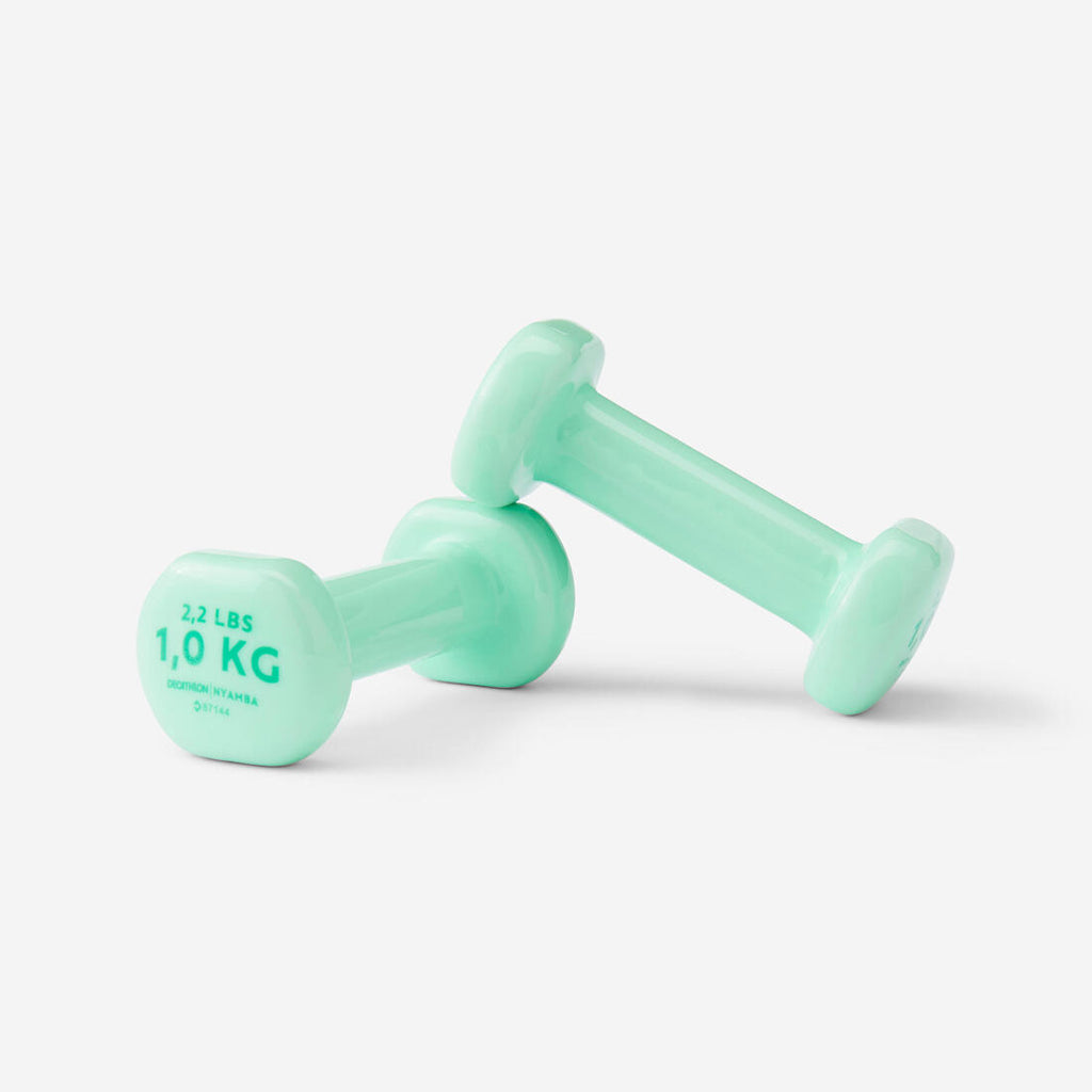 1 kg fitness dumbbell, twin pack, partially recycled cast iron - green ...